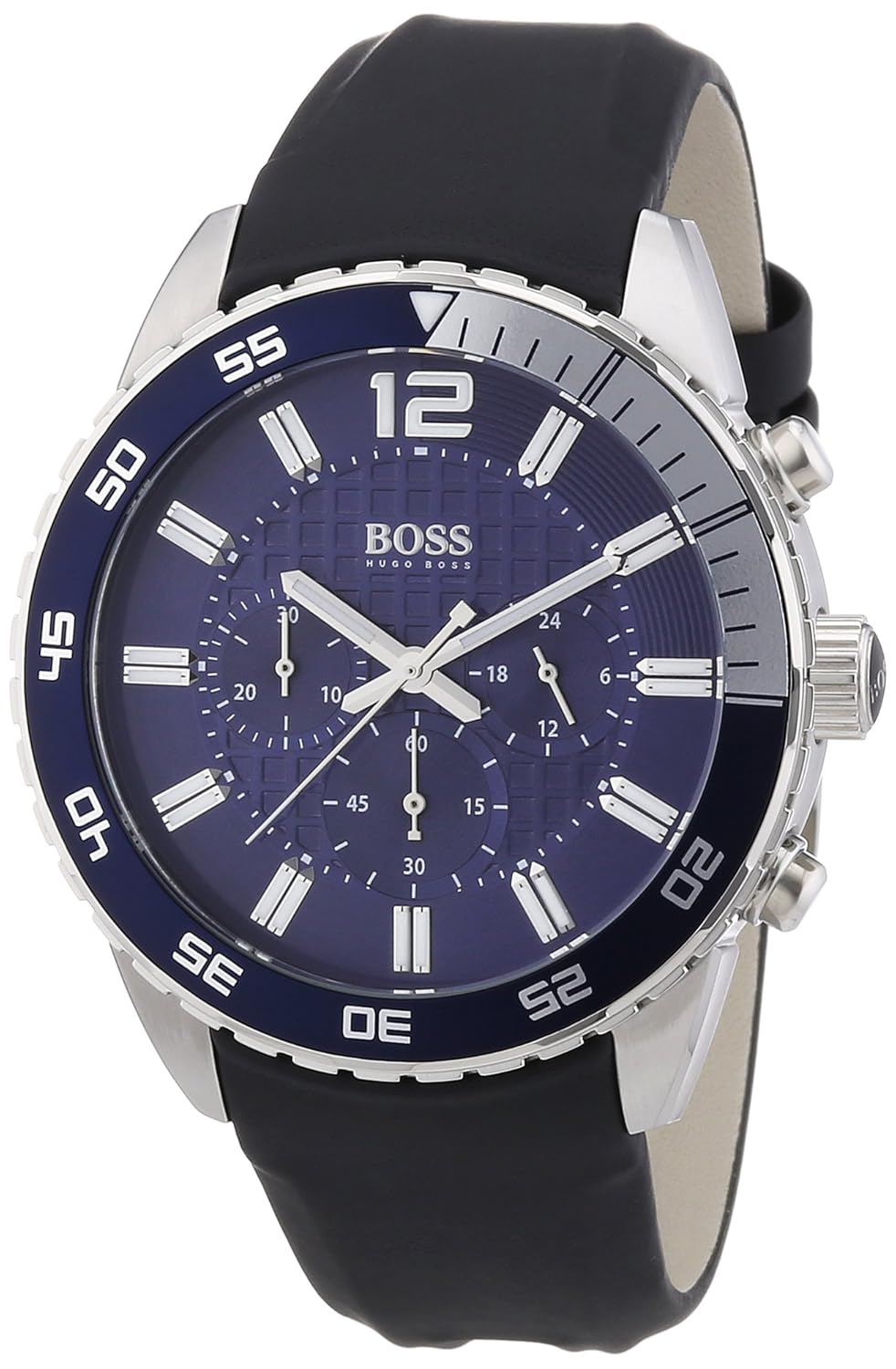 Buy Hugo Boss Blue Dial Stainless Steel Rubber Chrono Quartz Men's ...