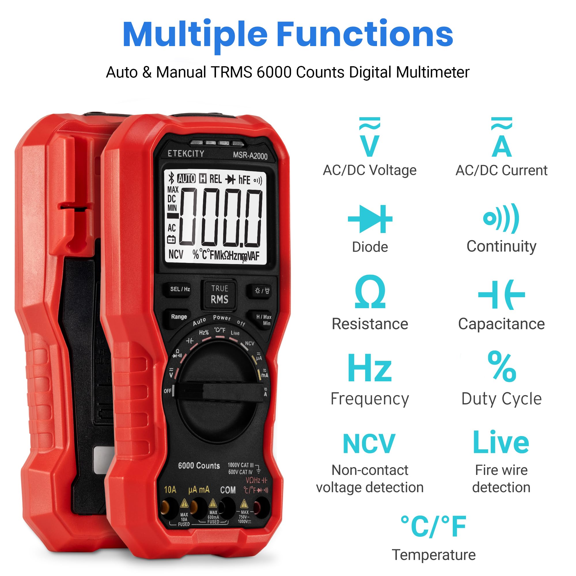 Mua Etekcity Digital Multimeter Voltmeter Tester TRMS 6000 Counts, AC ...
