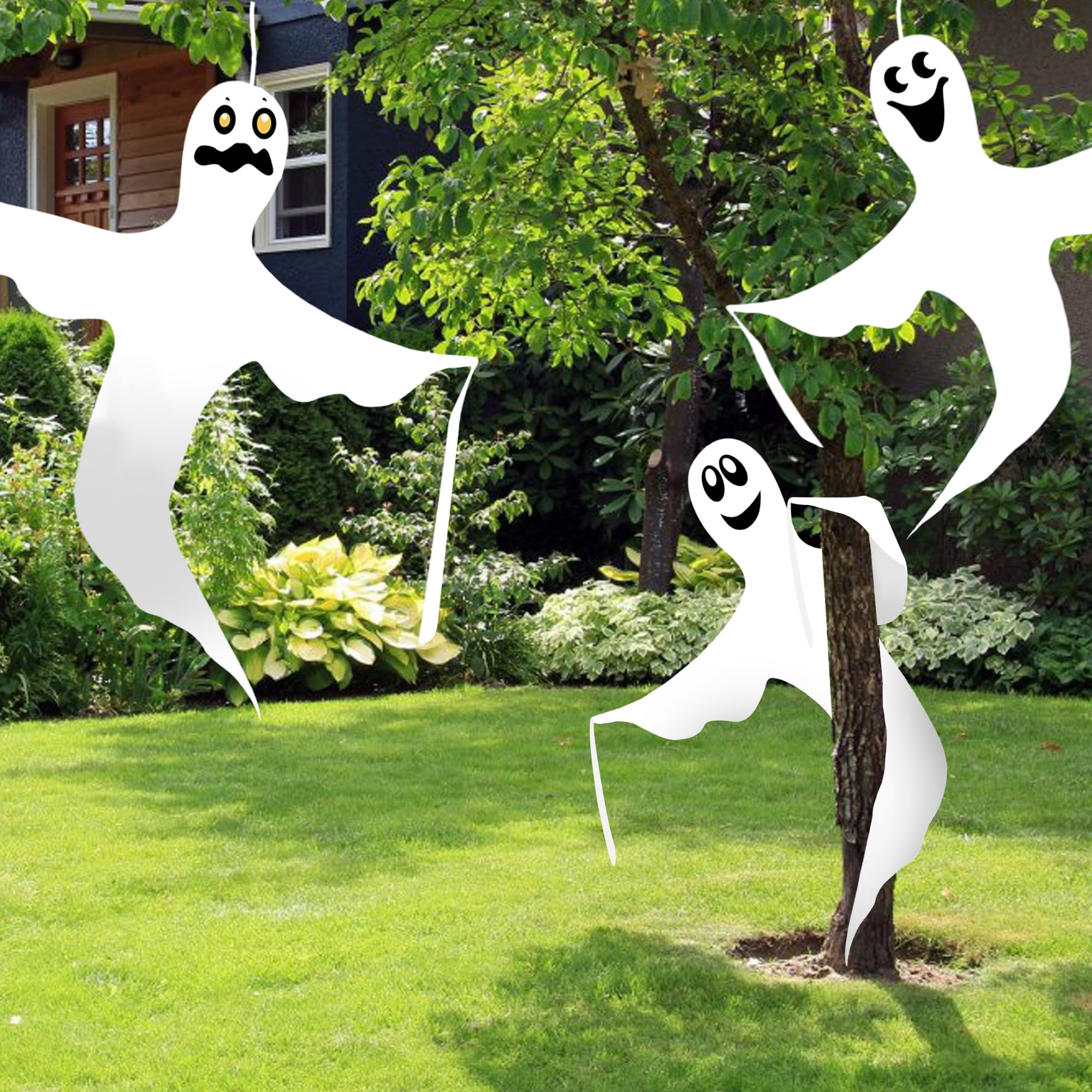 JOYBRO 3 Pack 55" Large Bendable Tree Wrap Ghost for Halloween ...