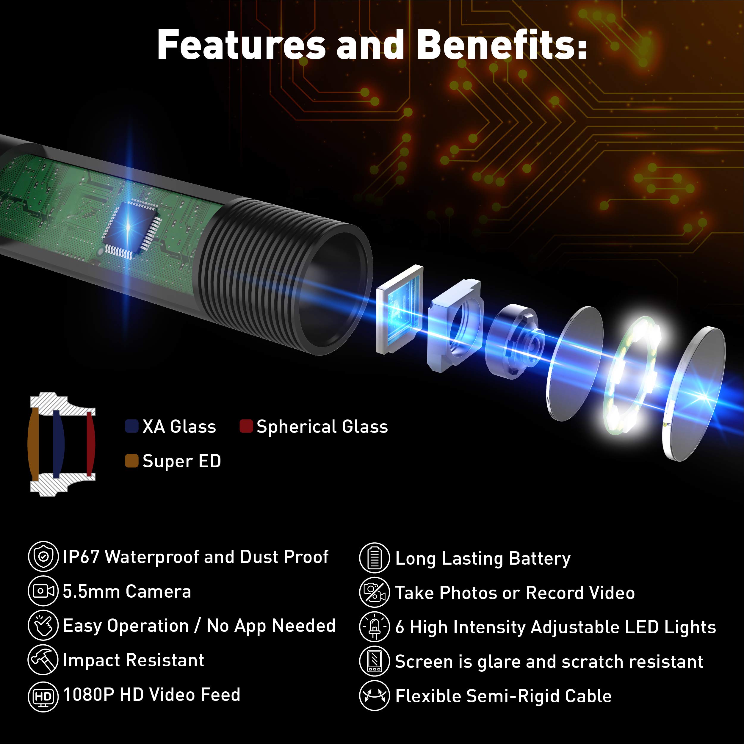 Mua AMERICAN MUTT TOOLS Fiber Optic Camera Snake - 6.5FT 5.5mm 1080p HD ...