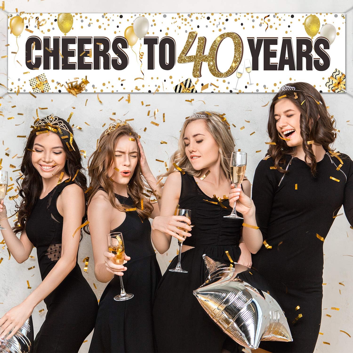 40th Birthday Party Banner Decoration Cheers to 40 Years Banner Sign ...