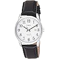 Timex Men's TW2P75600 Easy Reader Black/Silver-Tone/White Leather Strap ...