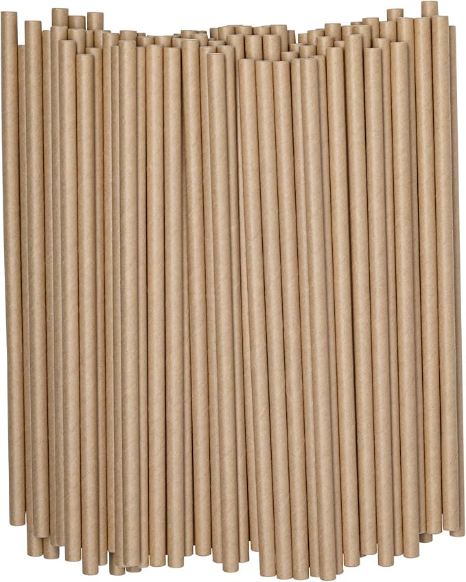 Comfy Package Kraft Paper Drinking Straws [200 Pack] 100% Biodegradable ...