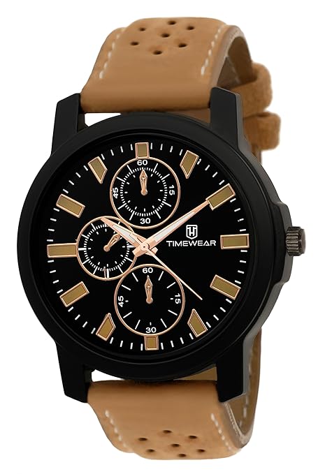 Buy TIMEWEAR Analogue Men's Watch (Black Dial Brown Colored Strap) at ...