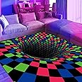 Amazon.com: EISKBC Blacklight Vortex Illusion Rug, 3D Neon UV Reactive ...