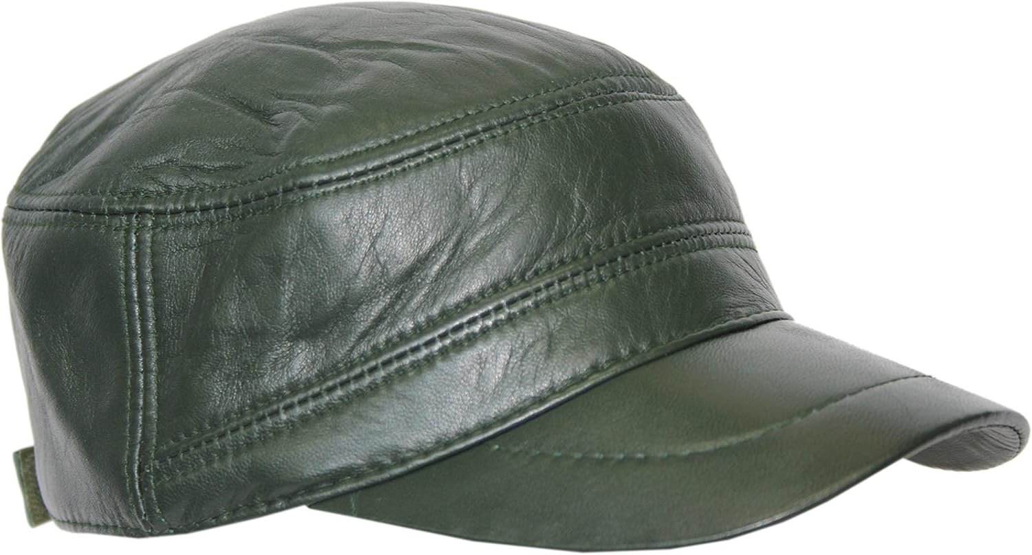 Smart Range Men's Real Leather Genuine Leather Dark Green Cap Ivy Cap ...