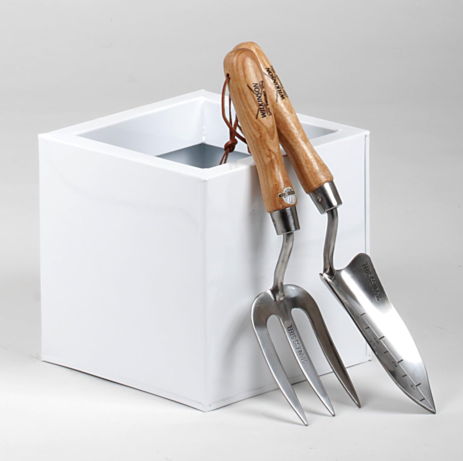 Portofino Collection 20cm Gloss White Galvanised Steel Square Planter ...