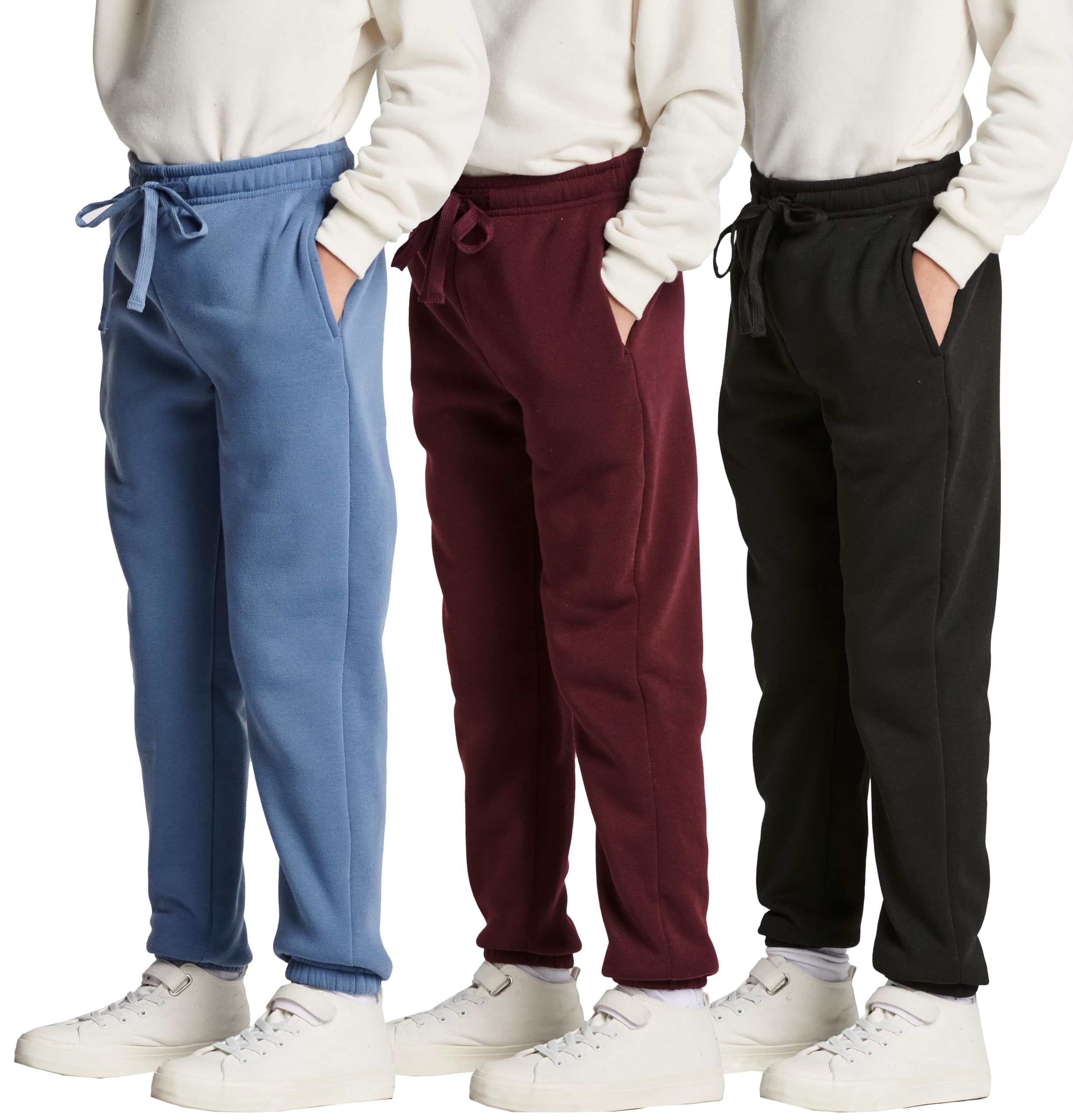 3 Pack: Boys Fleece Joggers Sweatpants Youth Teen Active Athletic ...