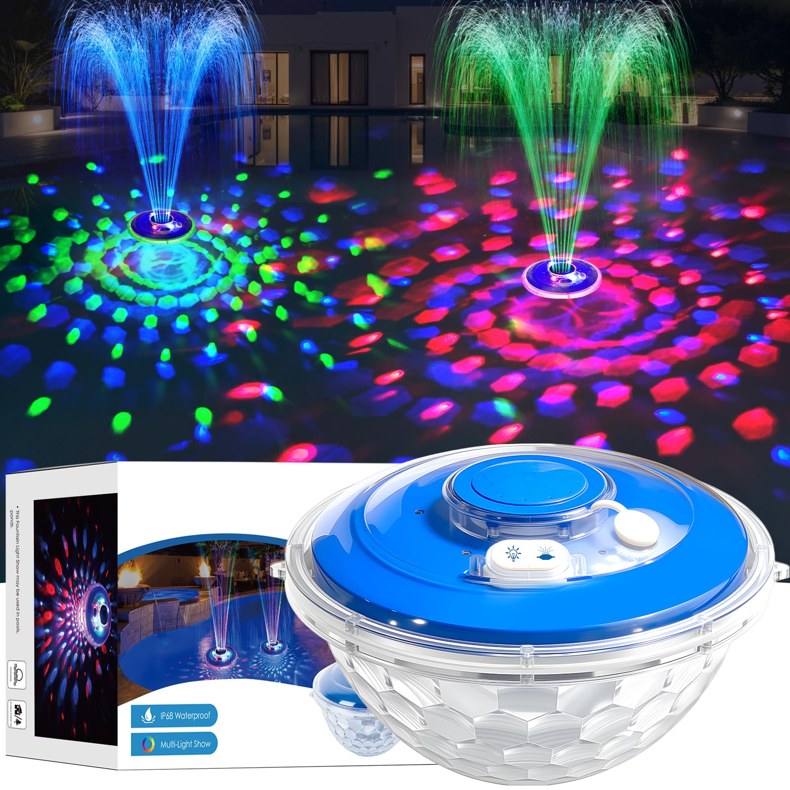 2025 Upgraded Pool Fountain, Rechargeable Floating Pool Fountain with ...