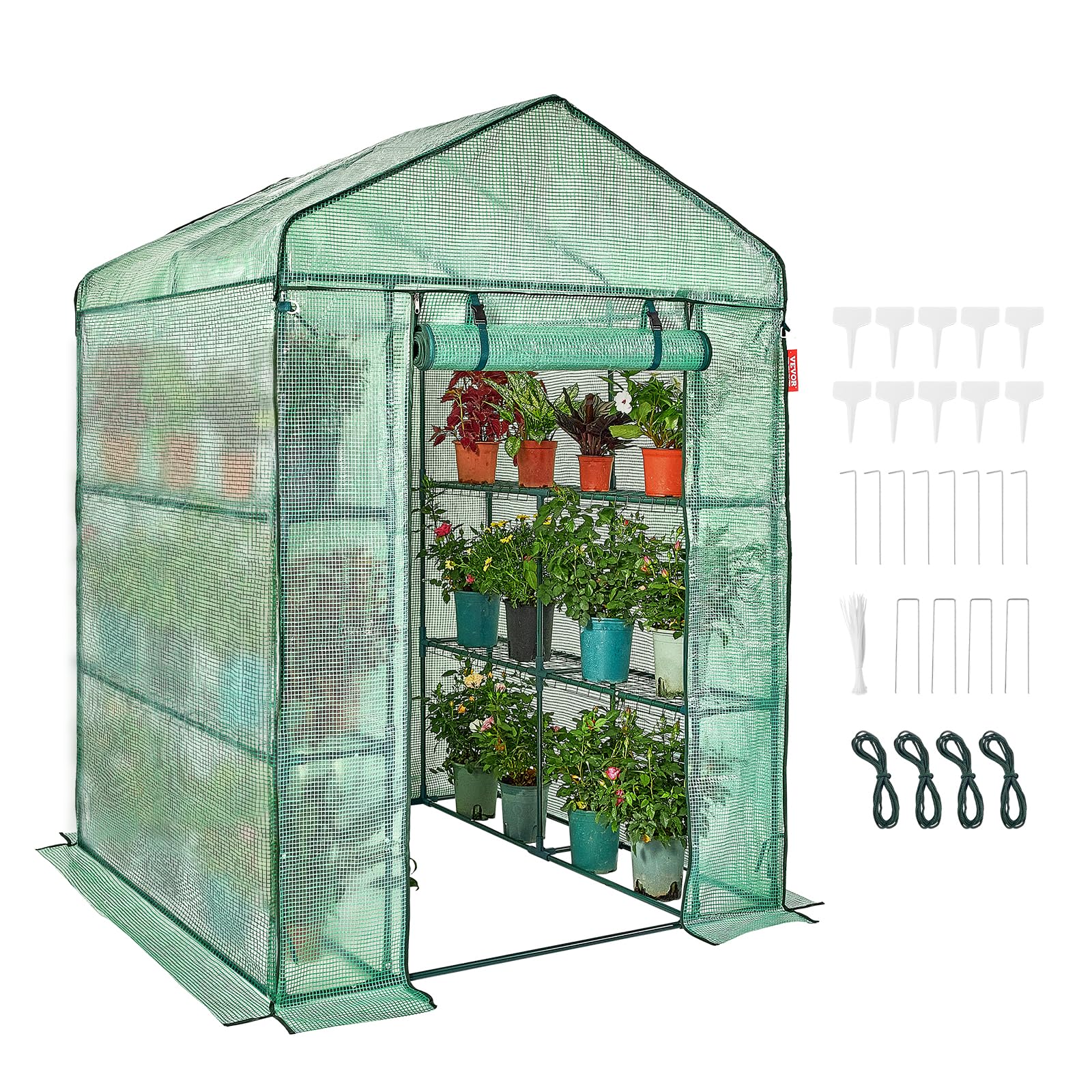 VEVOR Walk-in Green House, 55.5 x 55.5 x 78.7 inch, Portable Greenhouse ...