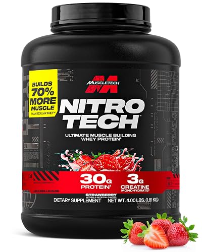 Muscletech Whey Protein Powder (Strawberry, 4 Pound) - Nitro-Tech ...