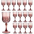 Amazon.com | XUWAIDSGN 16 Pieces 7oz Vintage Pink Glassware Plastic ...
