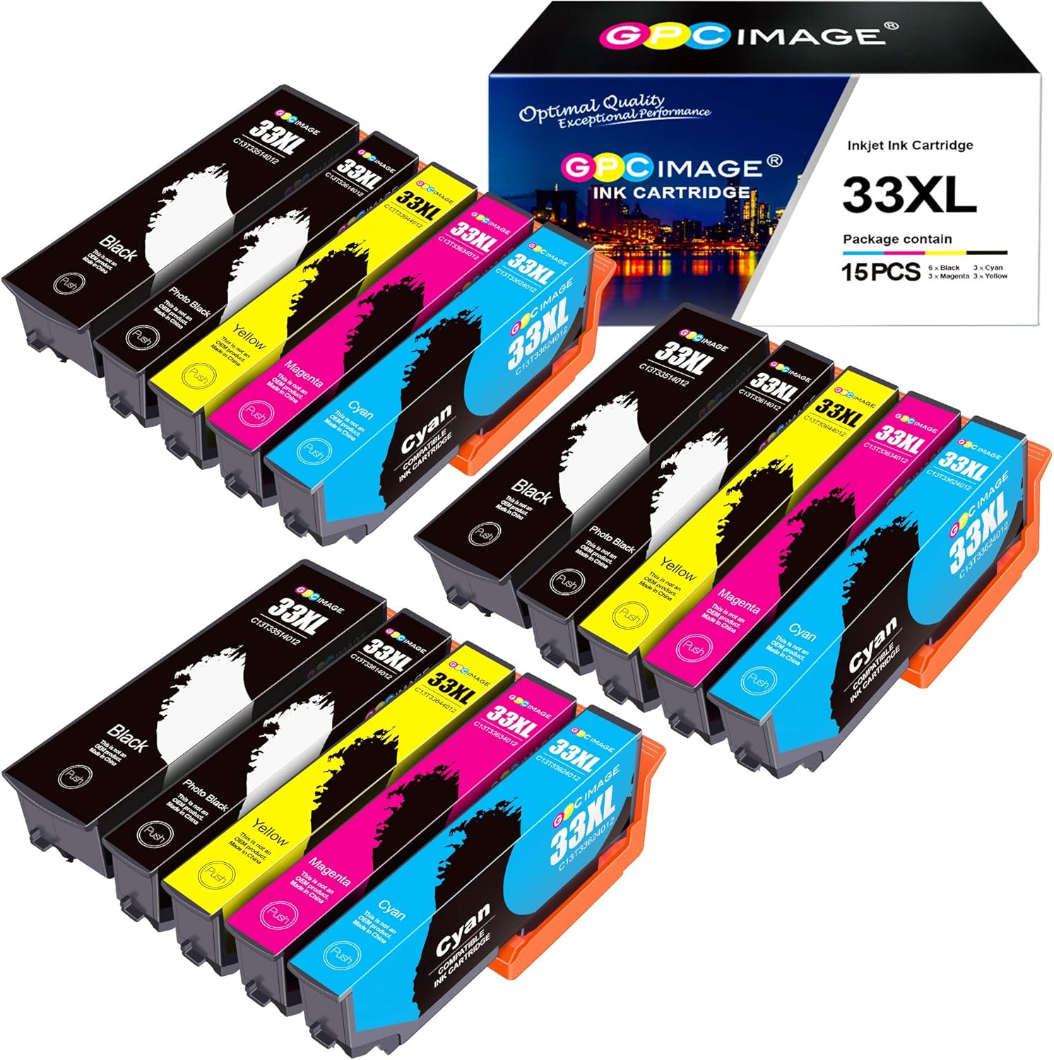 GPC Image 33XL Ink Cartridges Compatible for Epson 33 XL 33XL Multipack ...
