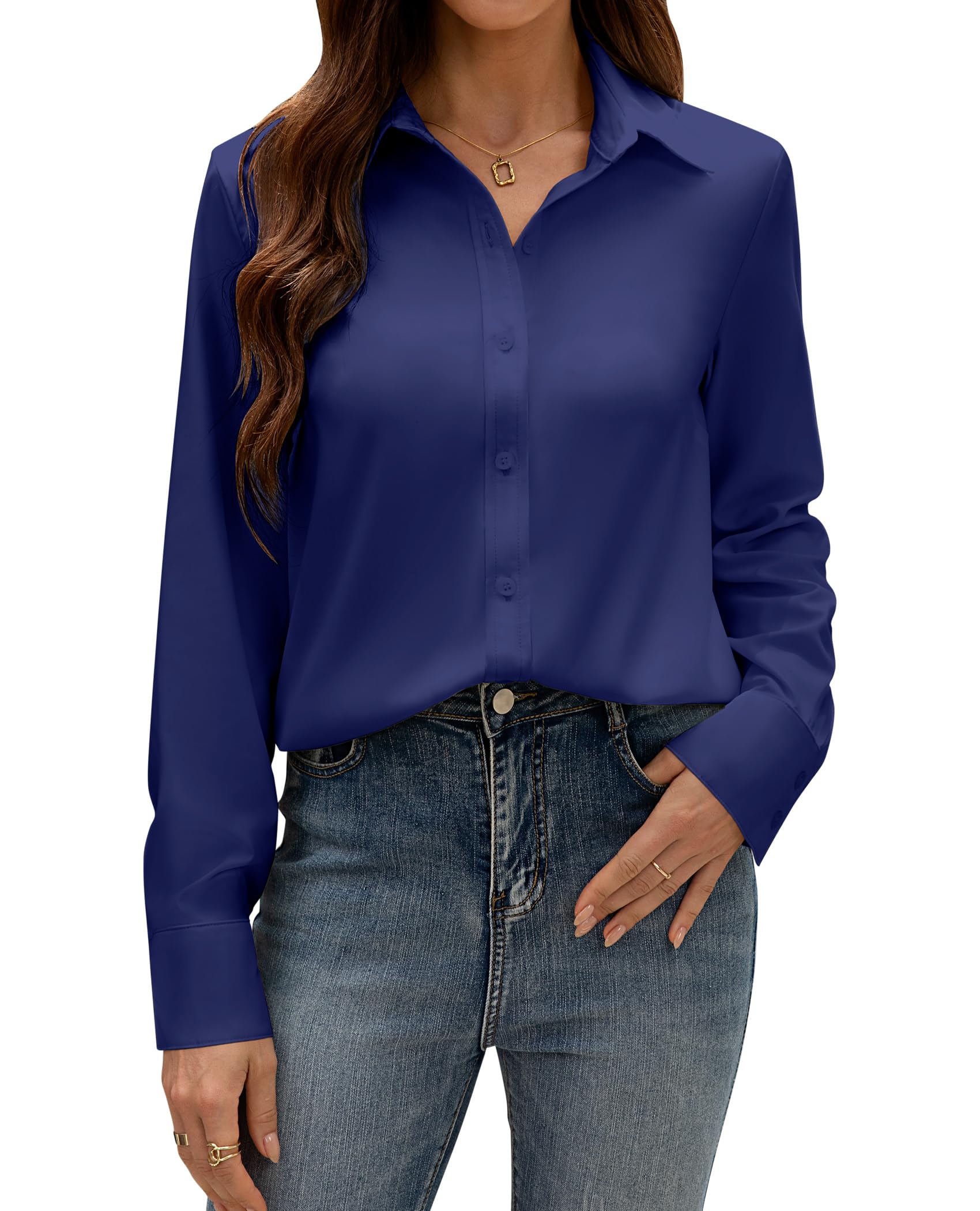 siliteelon Button Down Dress Shirts for Women Long Sleeve Wrinkle Free ...