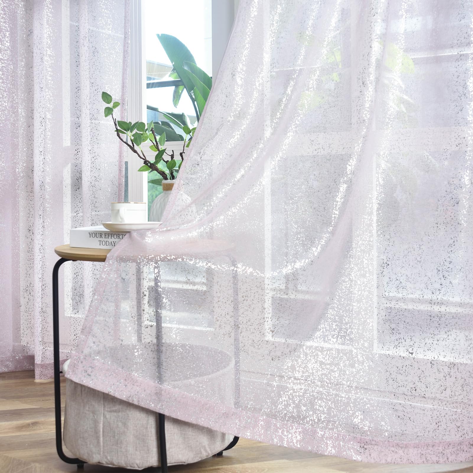 TERLYTEX Purple Sheer Curtains 96 Inches Long for Living Room Girls ...