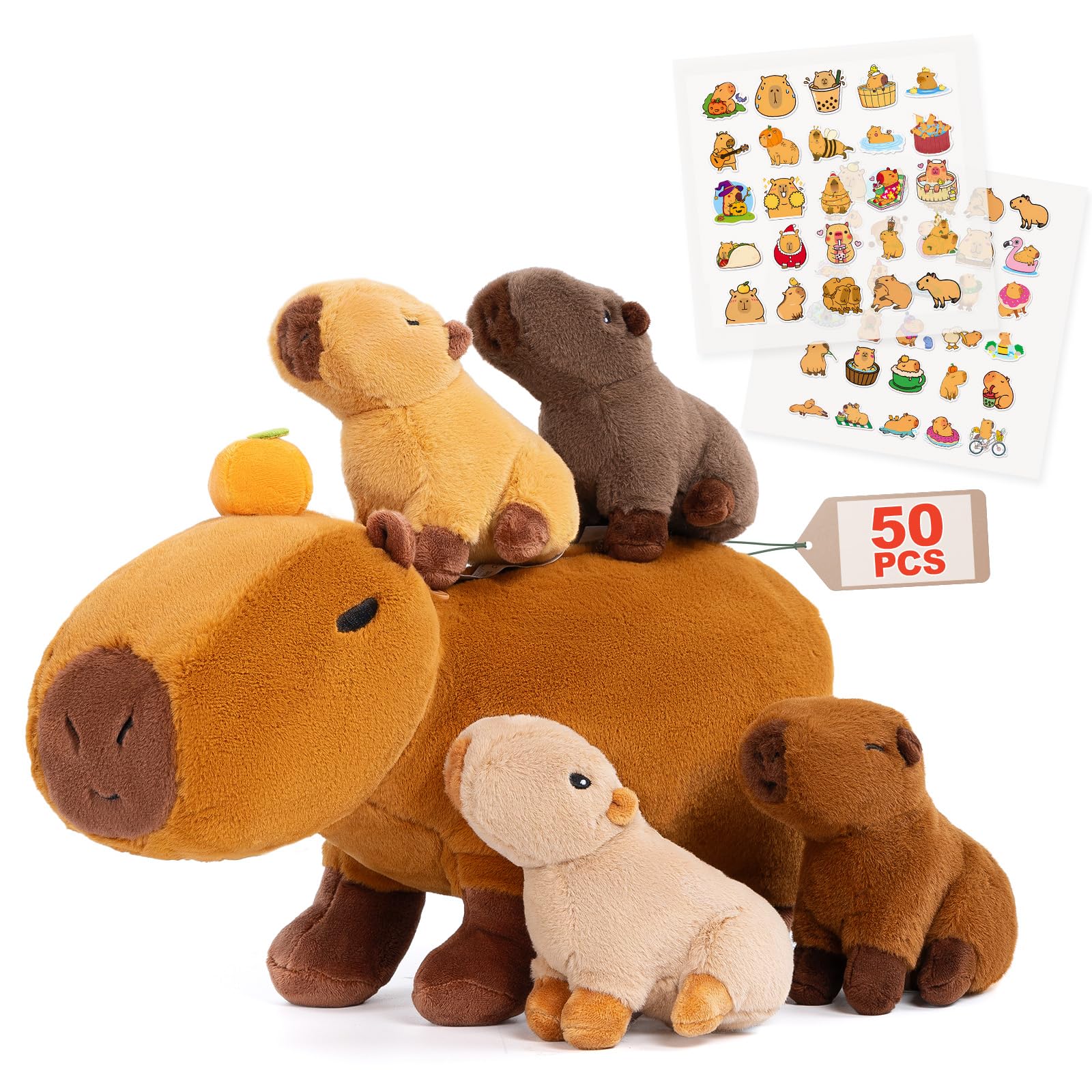 OUOZZZ Capybara Stuffed Animals with Babies Inside 14.5" Capybara Plush ...