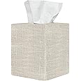 Amazon.com: Tissue Box Cover, Cute Beige Linen Fabric Decorative Square ...