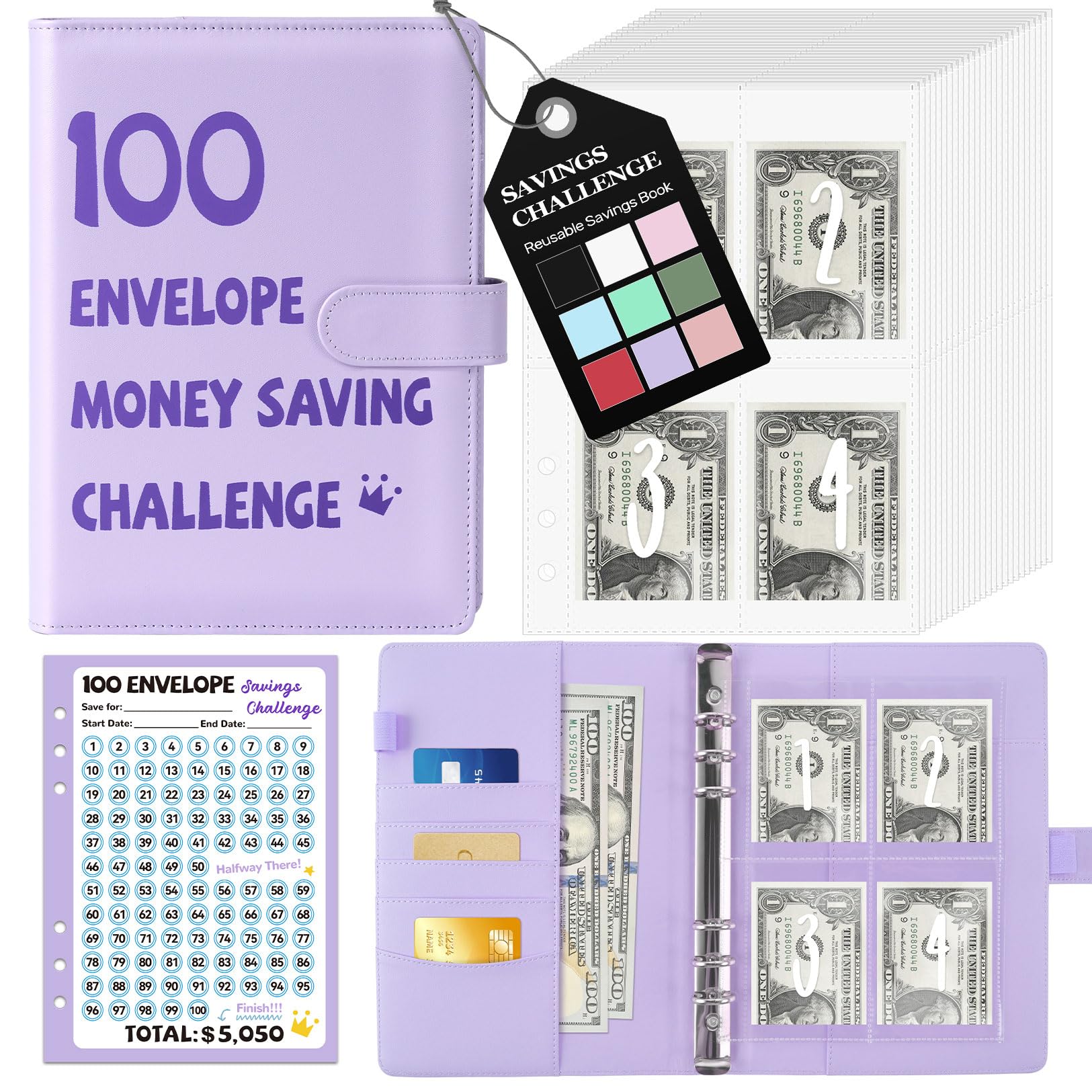 Mua 100 Envelopes Money Saving Challenge Binder, A5 Savings Challenges ...