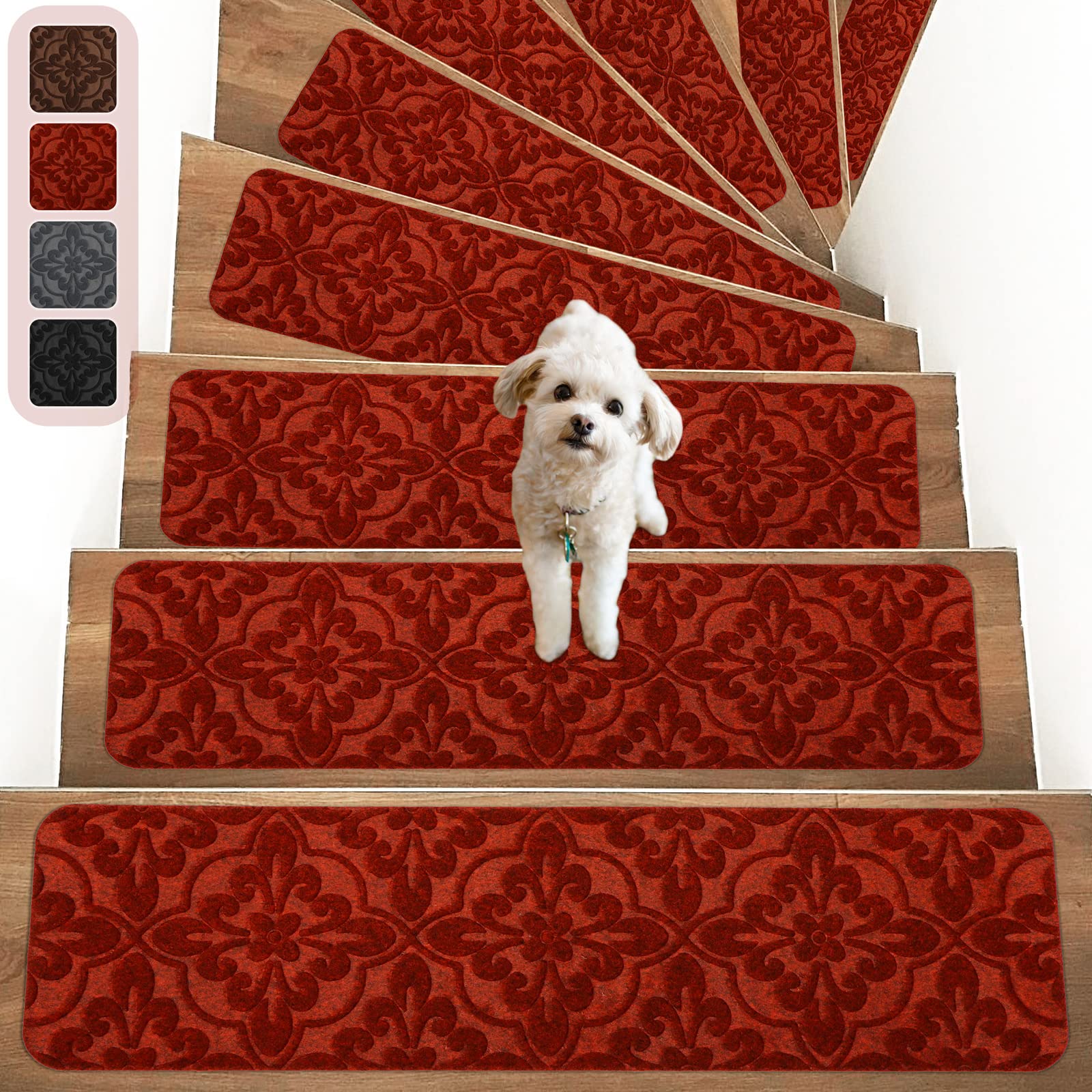 MATAHUM Non-Slip Carper Stair Treads for Wooden Steps Indoor Self ...