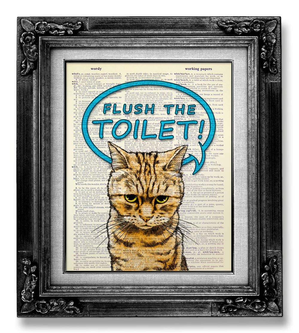 Amazon Flush Your Toilet Tabby Cat Poster Funny Bathroom Wall Art Bathroom Humor Poster 