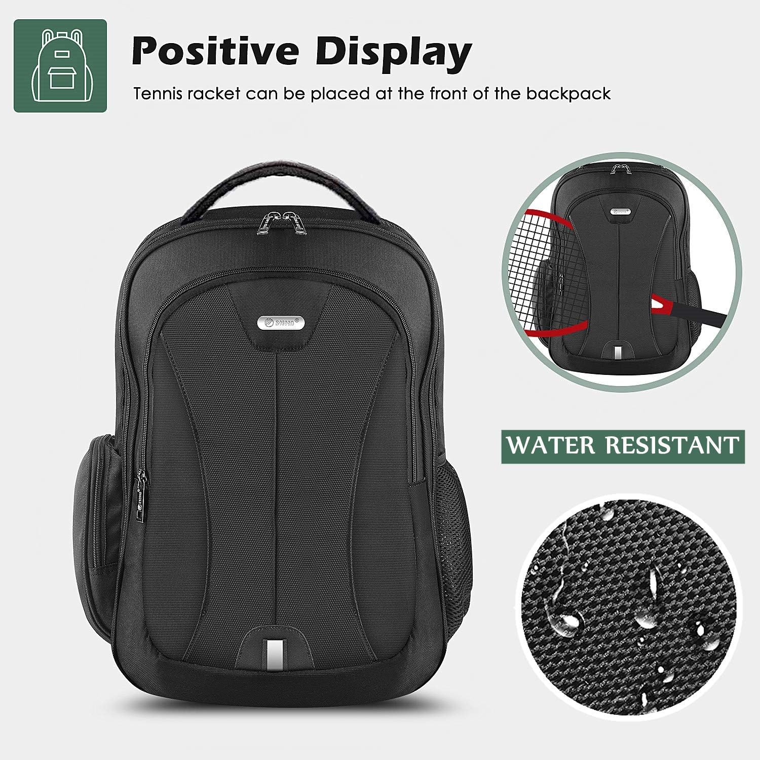 Professional Laptop Backpack, Business Large Rucksack with USB Charging ...