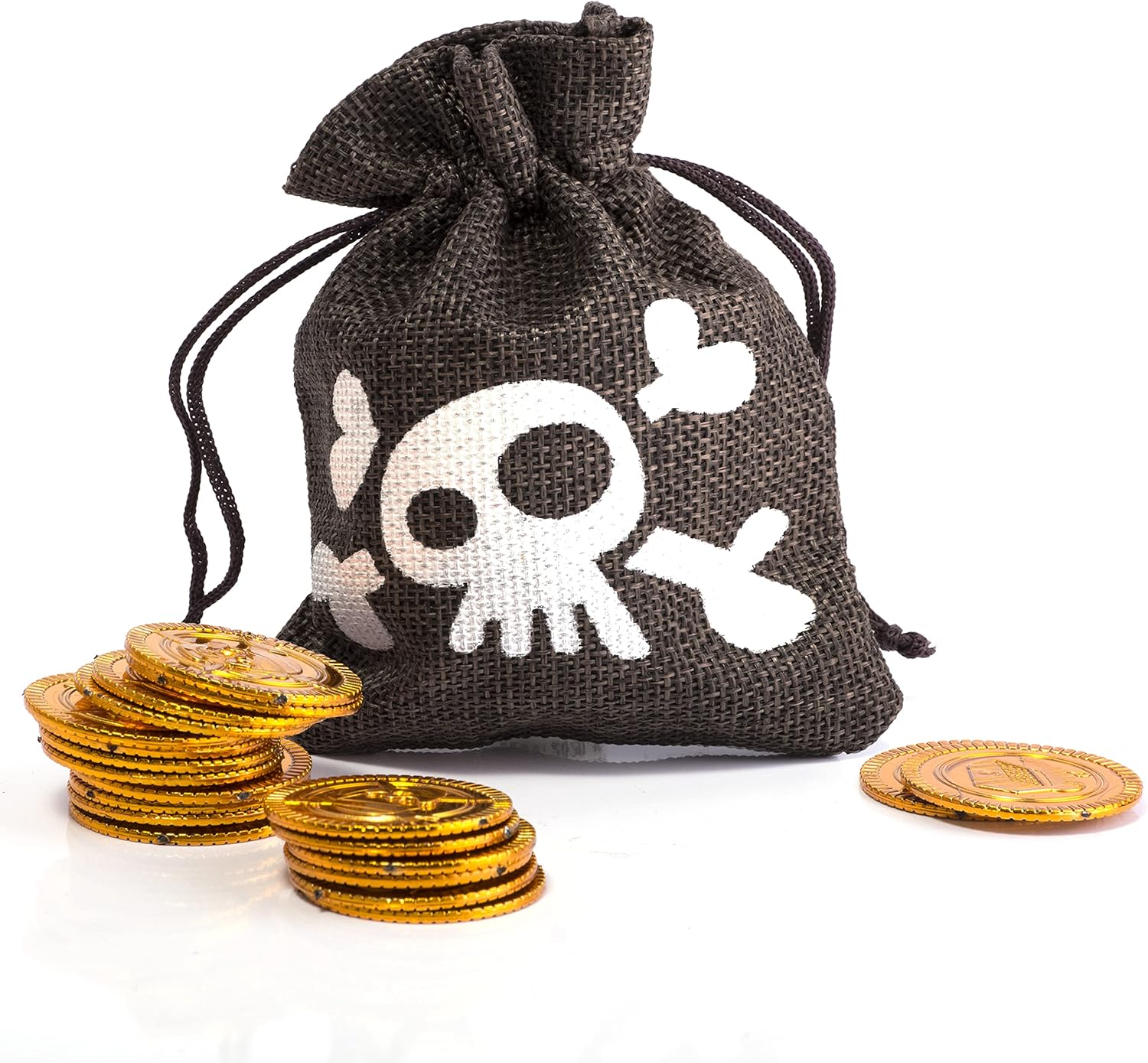 papapanda Pirate Treasure Bag Gold Coins Captain Pouch Skull Children ...