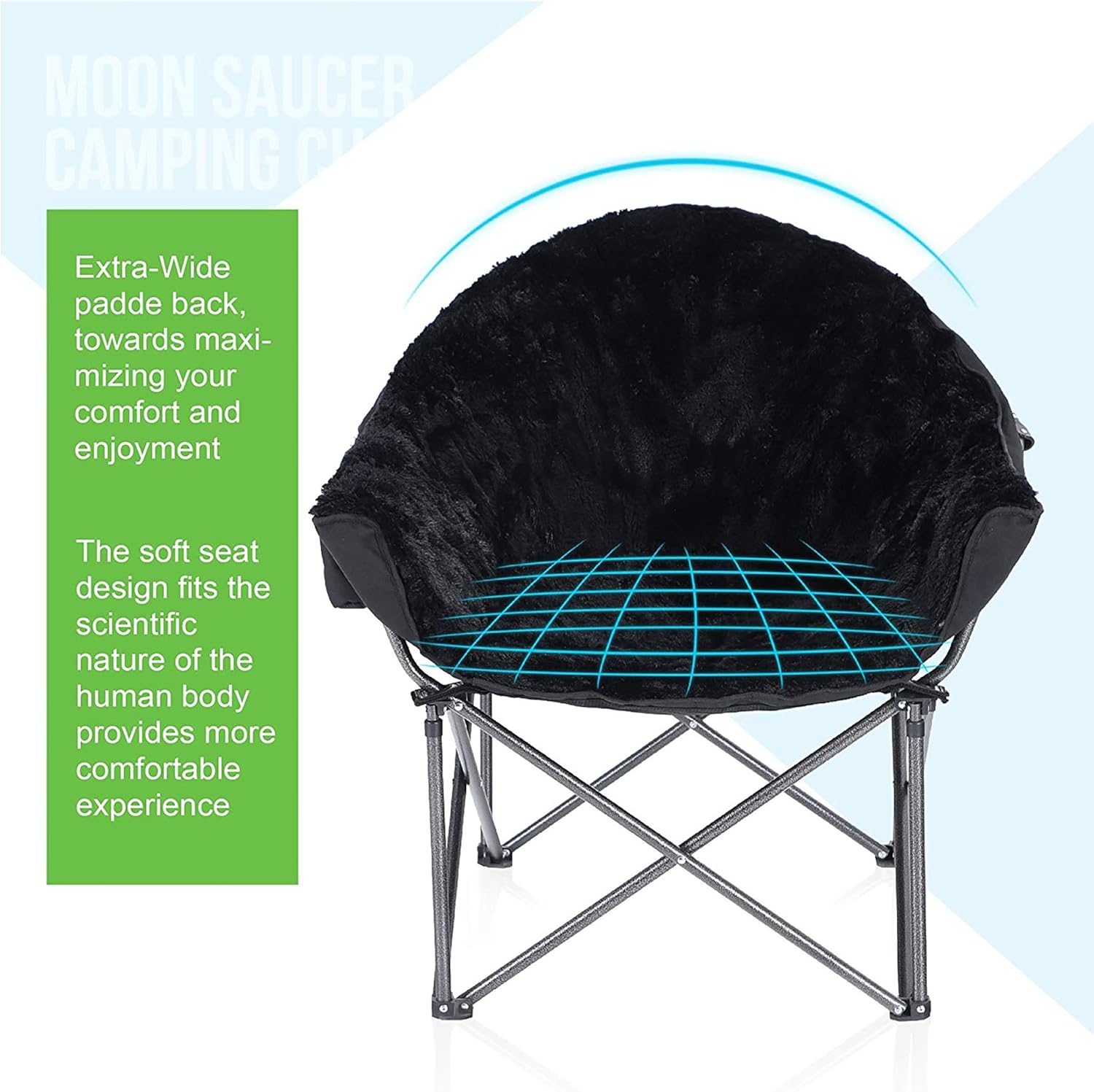 Camping Folding Moon Chair, ALPHA CAMP Oversized Comfy Saucer Plush ...