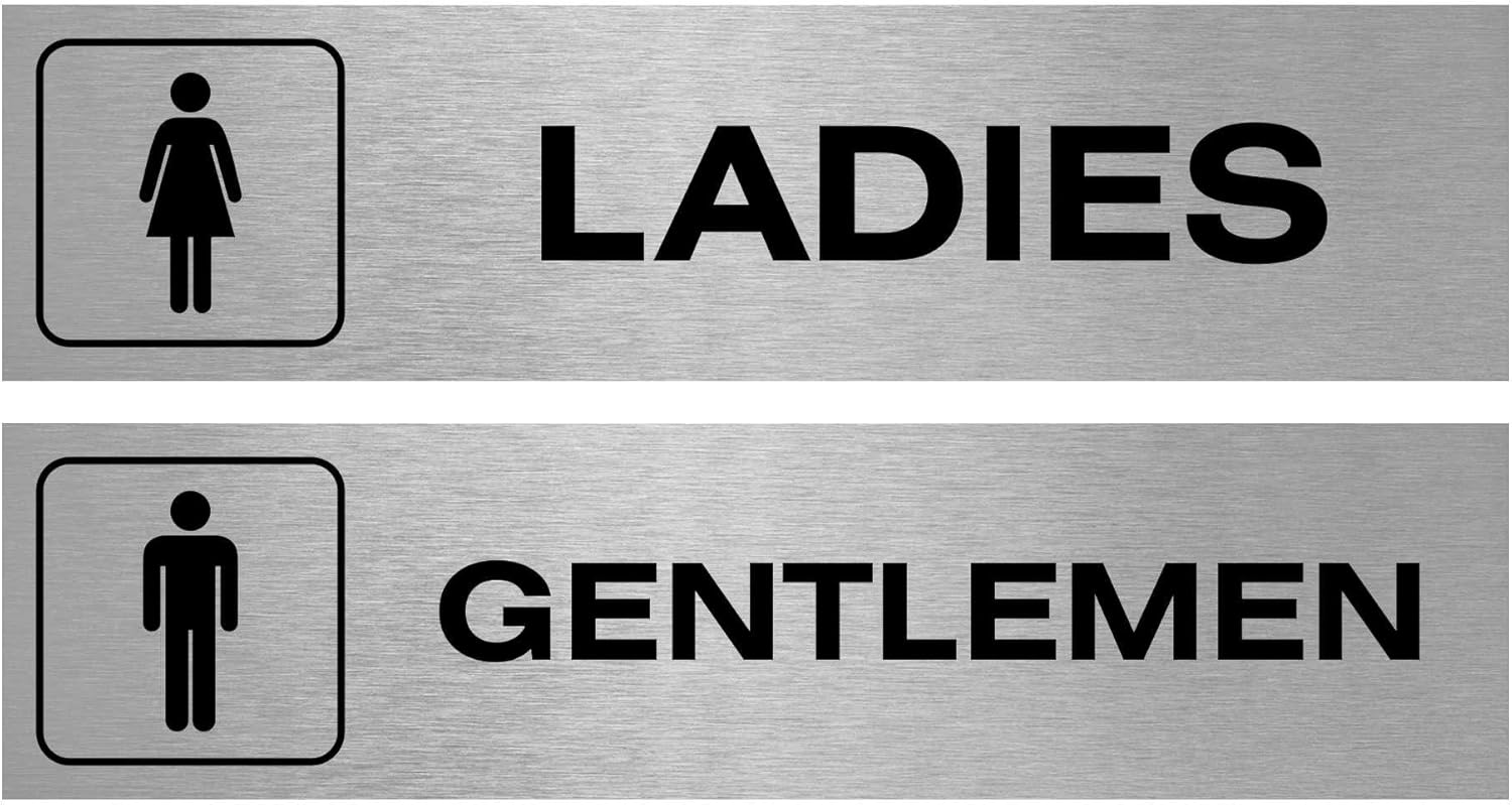 Slimline Aluminium Ladies Gentlemen Symbol Toilet Sign Twin Pack - 200 ...