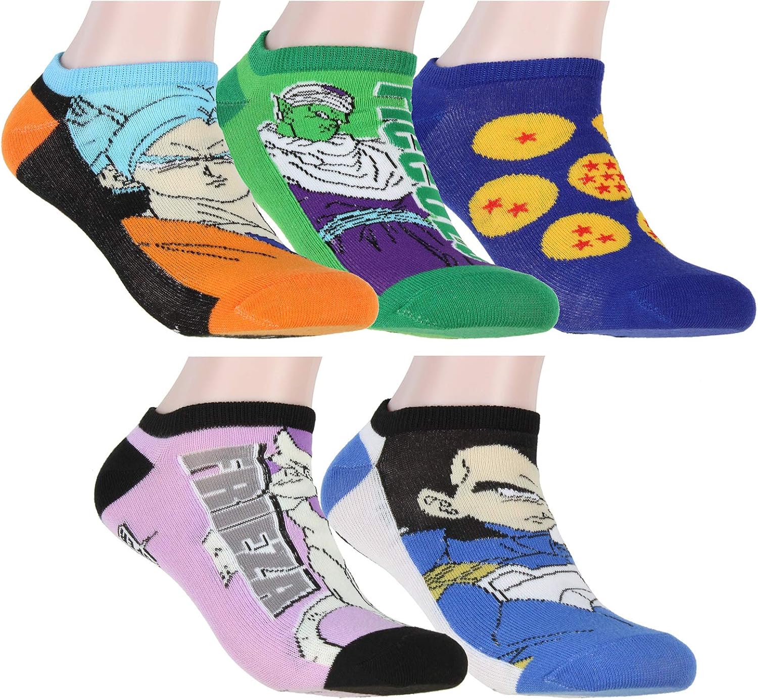 Amazon.com: Dragon Ball Z Character Anime Socks 5 Pack No Show Low-Cut ...