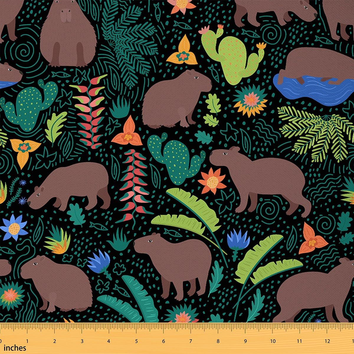 Cute Capybara Upholstery Fabric, Kawaii Capybara Fabric by The Yard ...