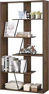 Amazon.com: Furnitela Bookcase, Modern Bookshelf with Metal Frames ...