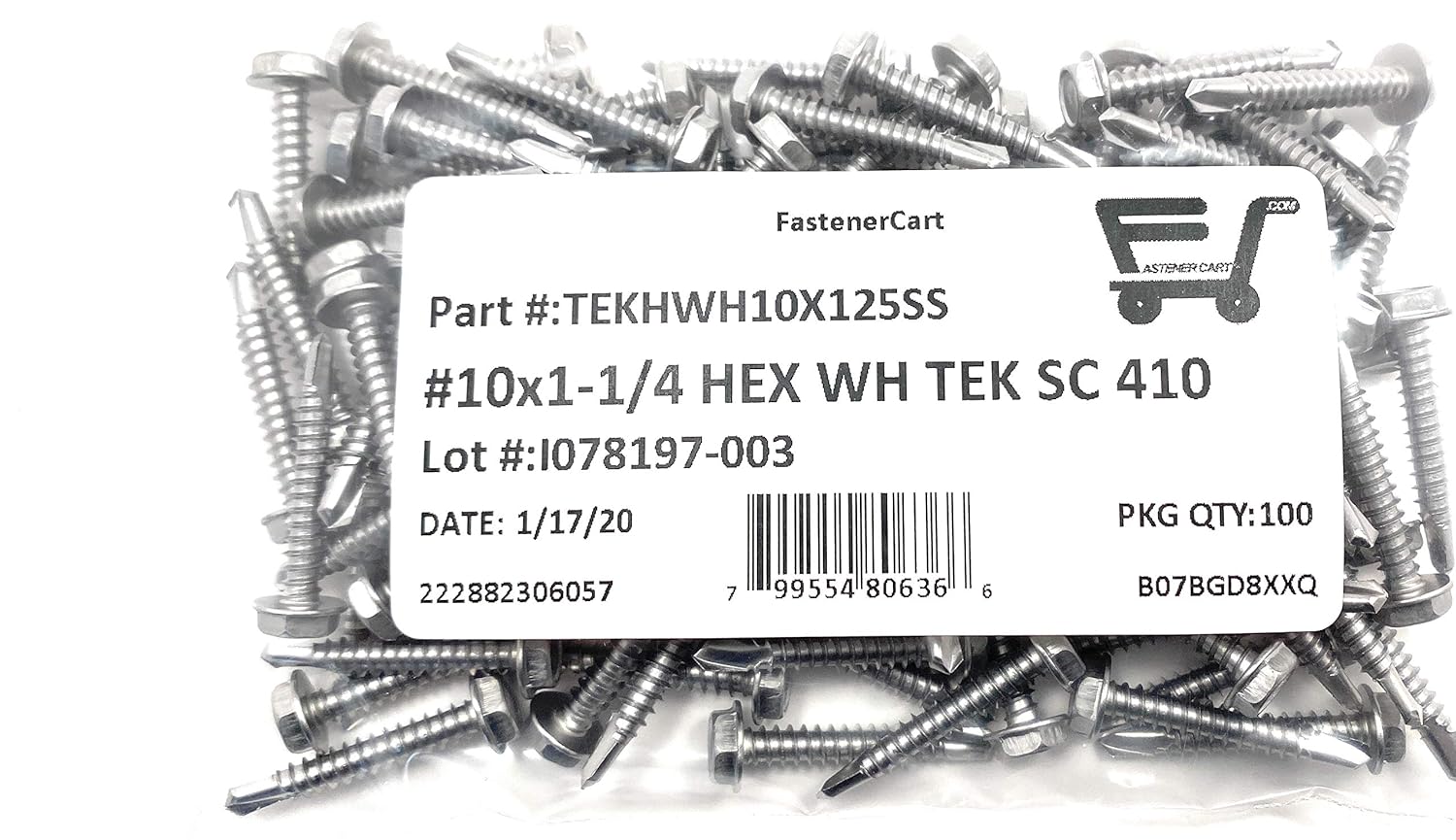 Self-Tapping Screws #10x1 1/4 Stainless Steel Hex Washer Head Self ...