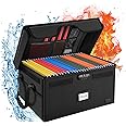 Amazon.com : AMBOR Large File Box with Lock, Fireproof Document Box with 5 Tabs, Collapsible ...