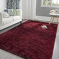 Amazon.com: Pettop Fluffy Burgundy Rug for Bedroom Living Room, 3x5 ...
