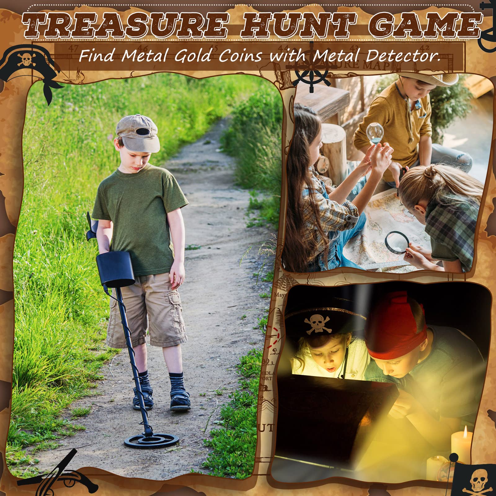 Hanaive 100 Pcs Metal Pirate Coins Treasure Chest Spanish Doubloon Fake ...