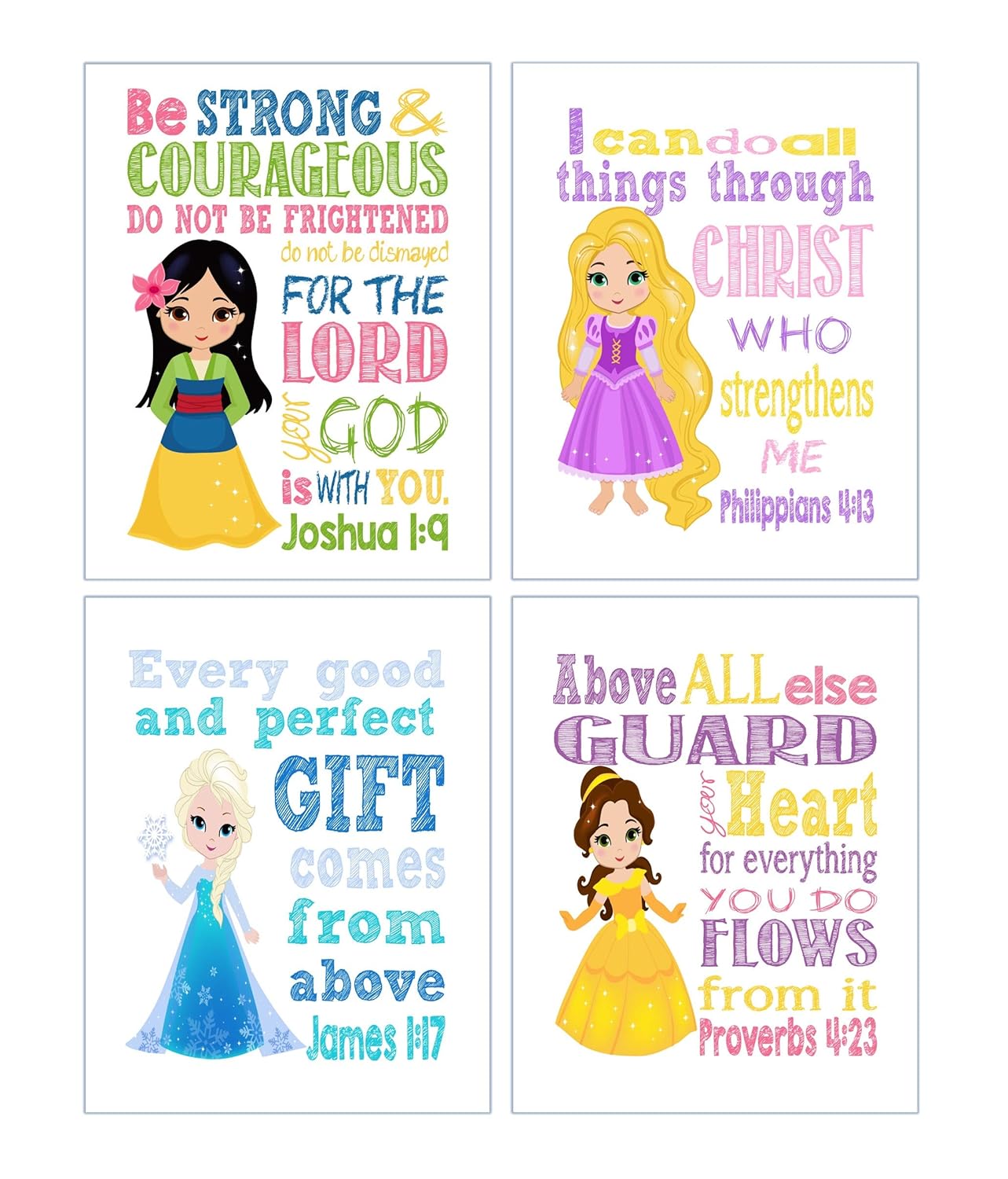 Amazon.com: Princess Christian Nursery Decor Set of 4 Prints - Mulan ...