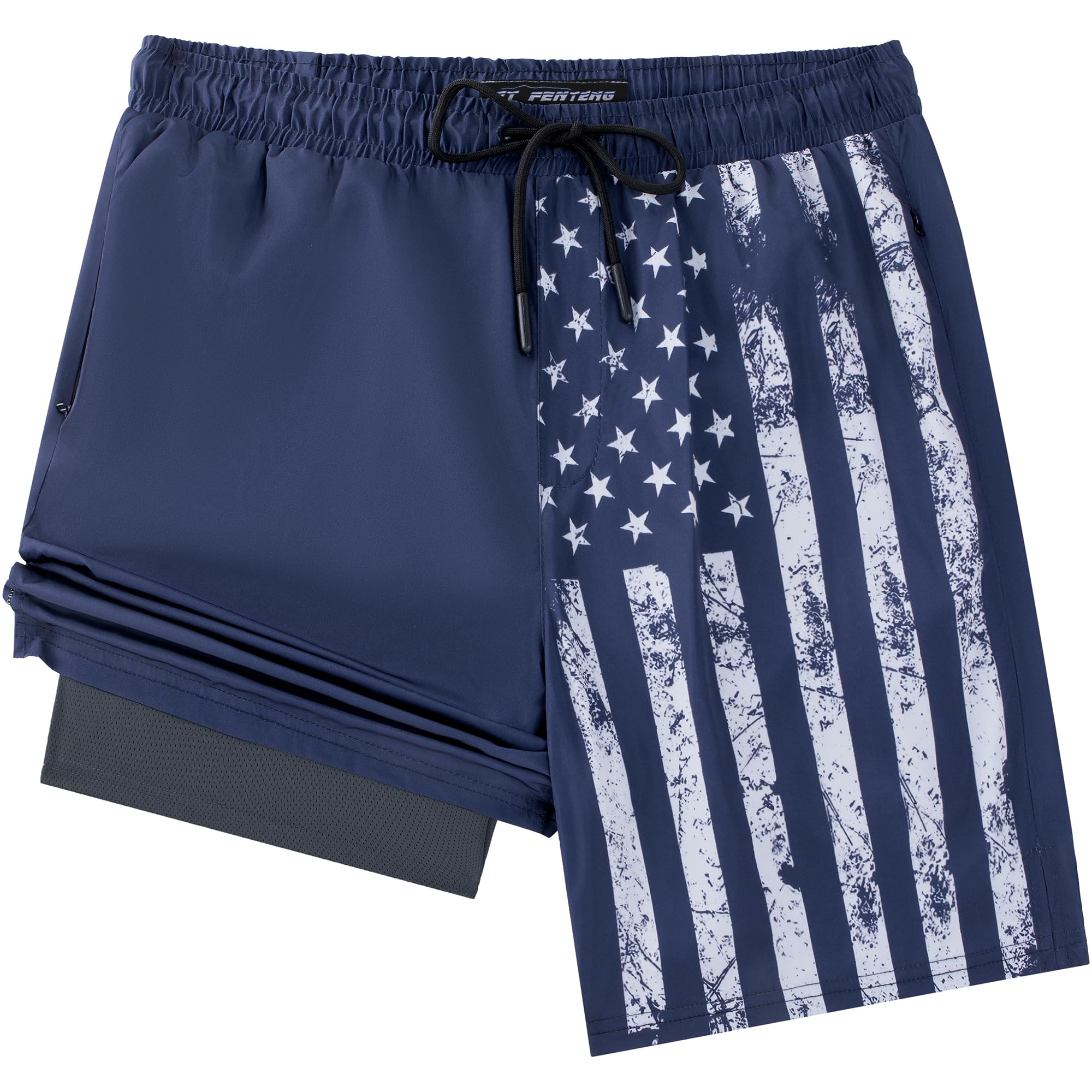 Mens Swim Trunks with Compression Liner, 7 Inch Inseam Stretch Quick ...