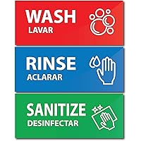 Amazon.com: Wash Rinse Sanitize Sink Labels Self Adhesive Sign For 3 ...