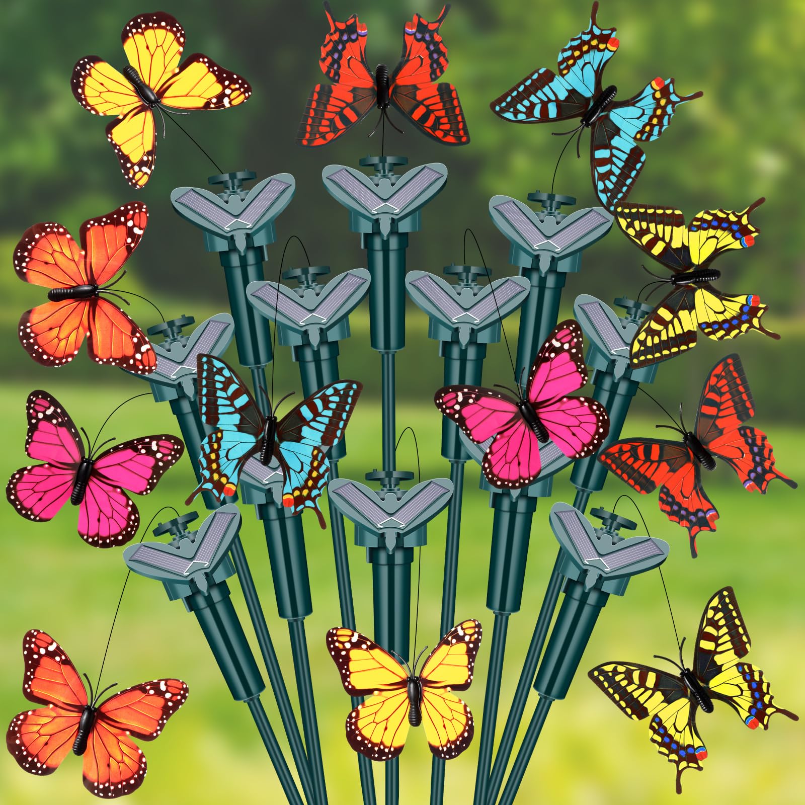 Rossesay 12 Pcs Solar Flying Butterflies Moving Fluttering Butterflies ...