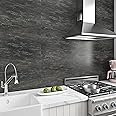 Livelynine Dark Peel and Stick Tile 16pcs 24x12 Carbon Slate Wall Panel ...