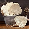 Amazon.com: Marsui 30 Pieces Wedding Raffia Fans Bamboo Fan Natural ...