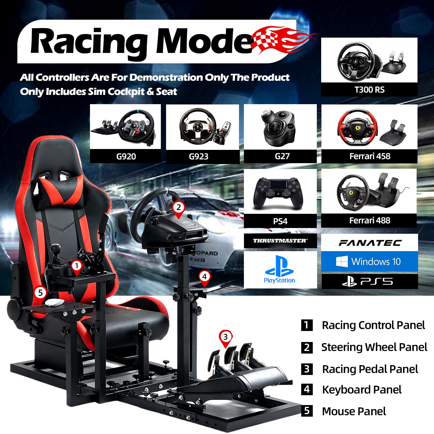 Mua Supllueer Racing Flight Simulator Cockpit with Red Racing Seat Fit ...