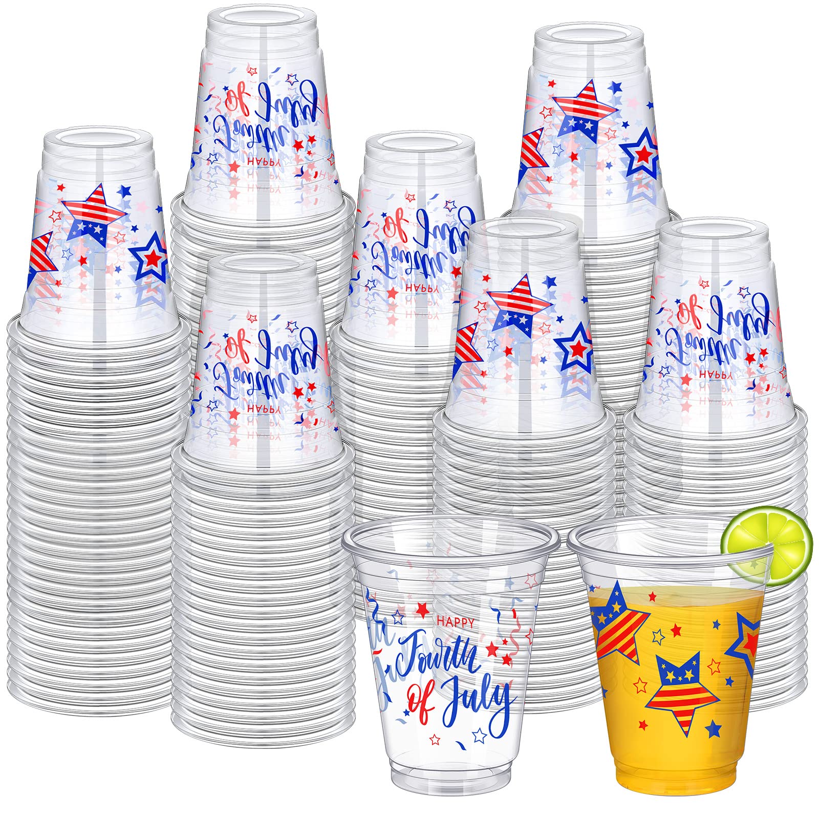 Yaomiao 200 Pack 16 OZ 4th of July Cups Patriotic Plastic Cups Red ...