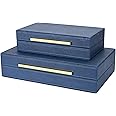 Amazon.com: ZIKOUL Navy Blue Shagreen box Set of 2 Faux Leather ...