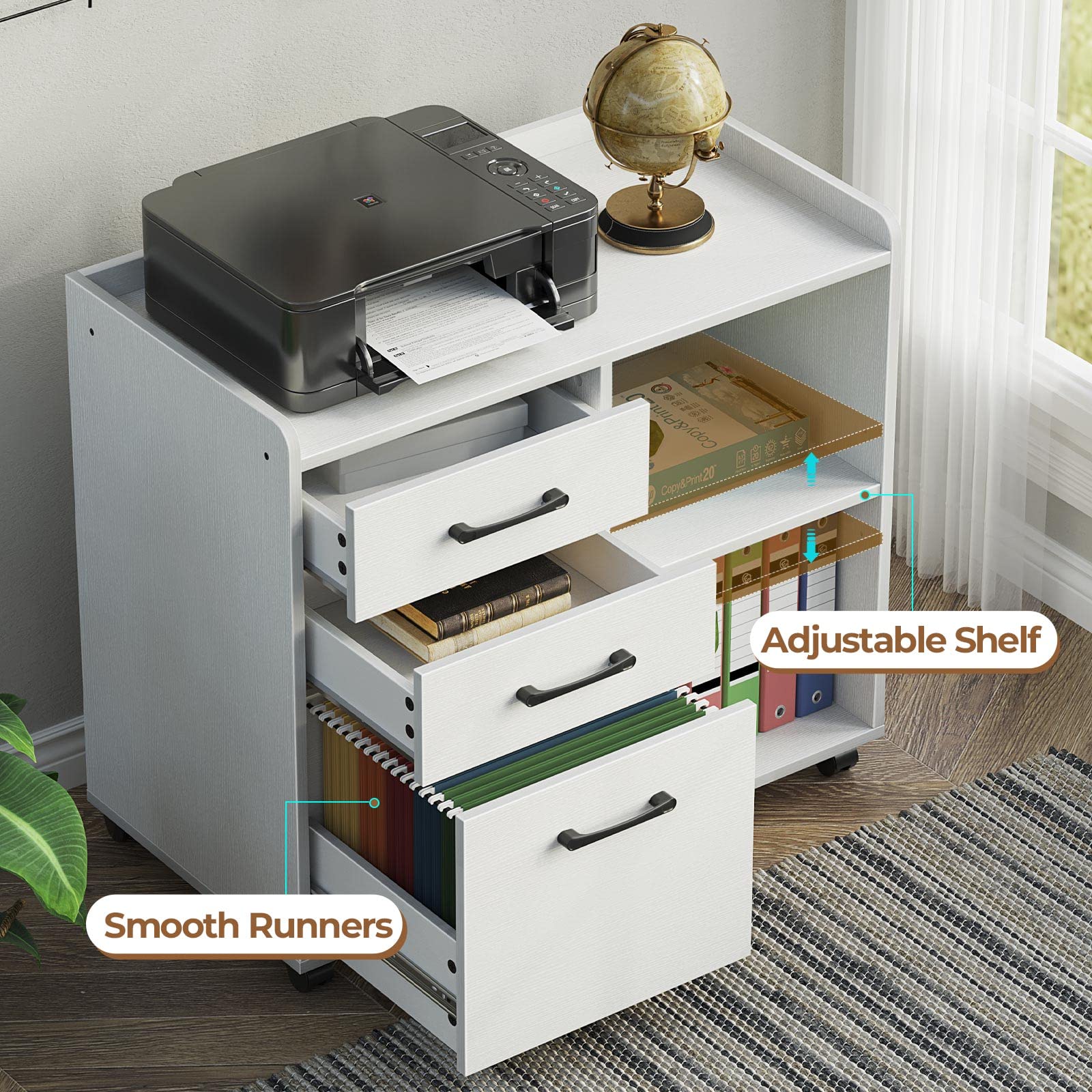Mua Rolanstar File Cabinet 3-Drawers, Mobile Lateral Filing Cabinet ...