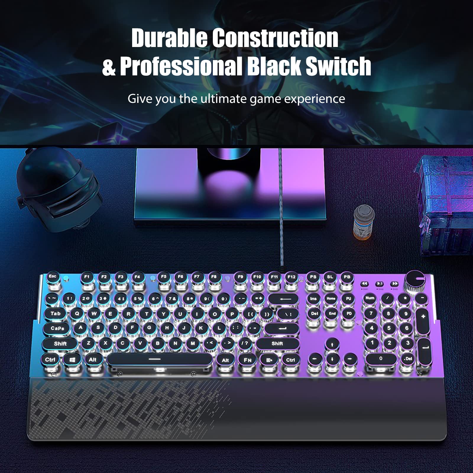 Mua MYKYLIN Typewriter Keyboard Mechanical Gaming Keyboard White LED ...