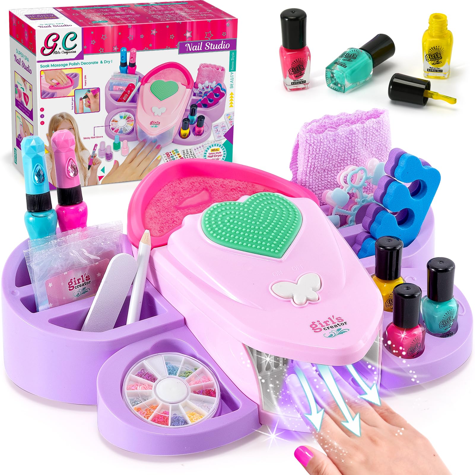 G.C Kids Nail Polish Set for Girls Toy 6-12 Years Old, Nail Art Kit ...