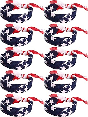 Amazon.com: Trounistro 10 pieces American Flag Bandanas Headband USA ...