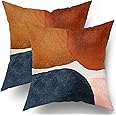 Amazon.com: Boho Navy Blue Orange Pillow Covers 16x16 Set of 2 Modern ...