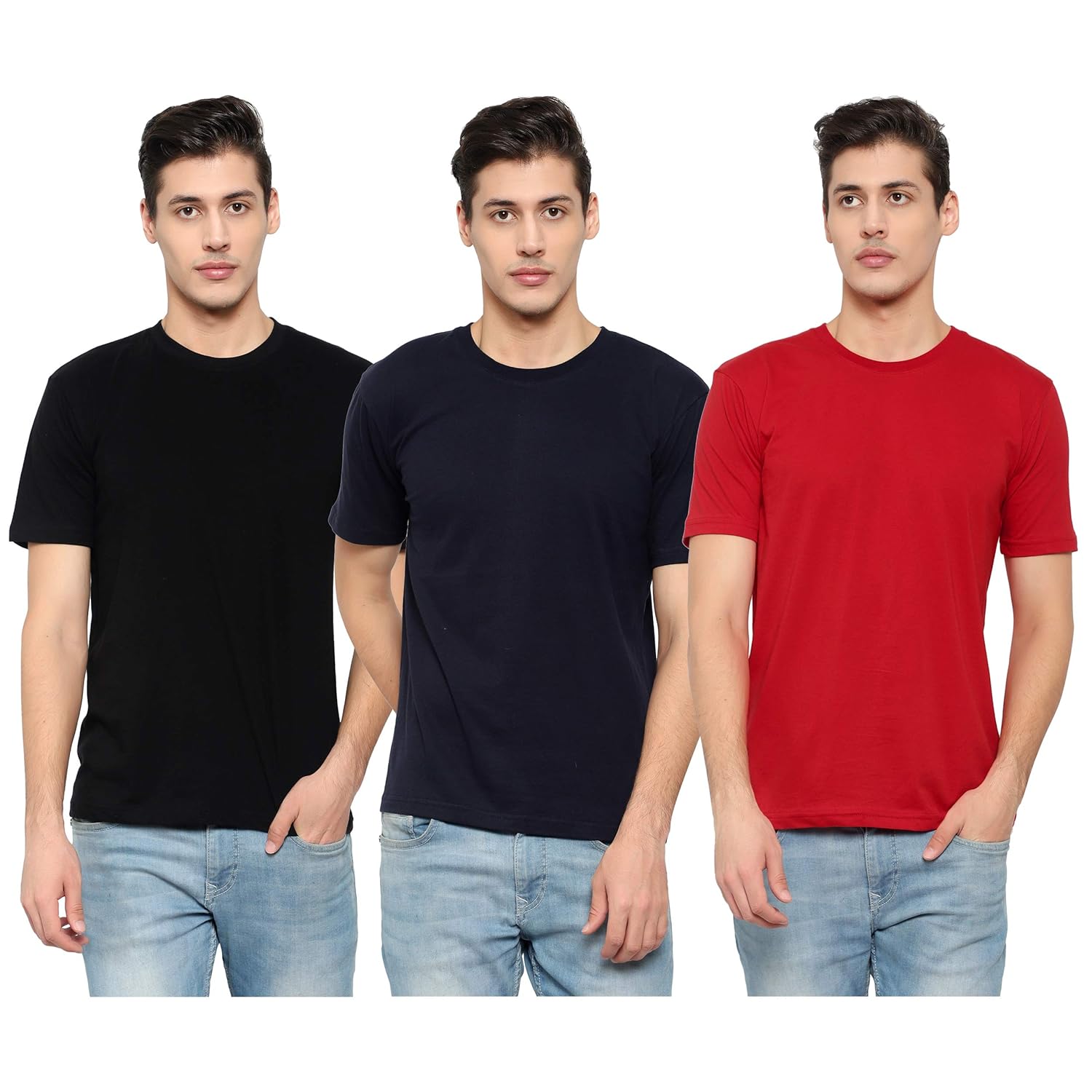 Buy MYO Plain Cotton T-Shirts for Men Pack 3 at Amazon.in